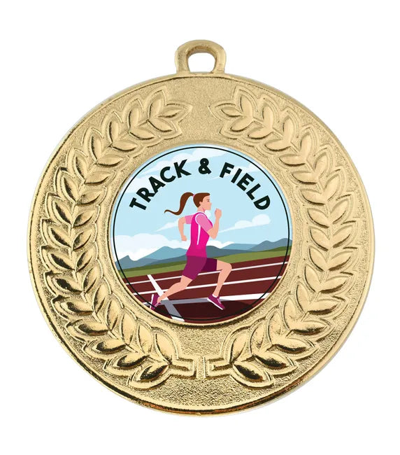 Gold Female Track & Field Medal | Broadway Trophies & Engraving