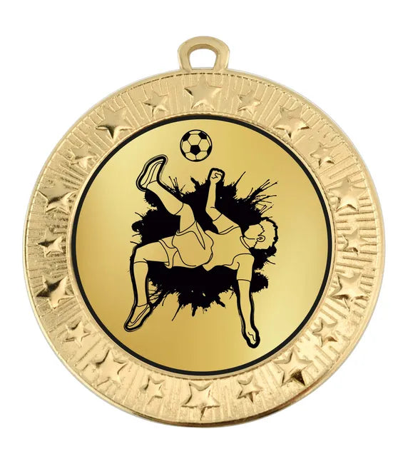 Gold Star Football Male action Medal | Broadway Trophies & Engraving