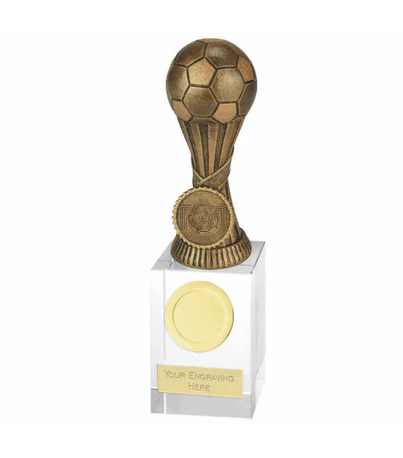 Clear Glass Orb Football Planet Award | Broadway Trophies & Engraving